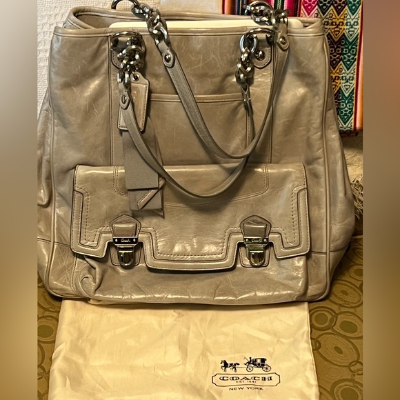 Coach | Bags | Coach Grey Leather Tote | Poshmark